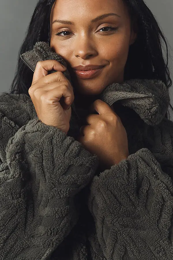 Pilcro Textured Faux Fur Jacket In Cool Olive - 62% Off | Editorialist